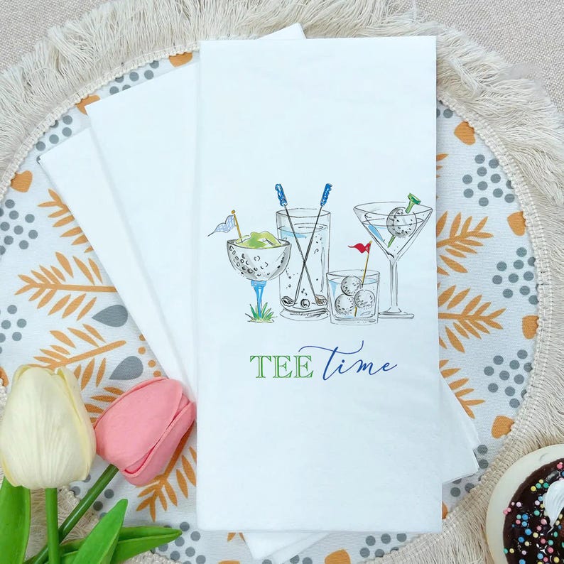 Tee Time Golf Cocktail Napkins, Funny Golf Party Napkins, Golf ...