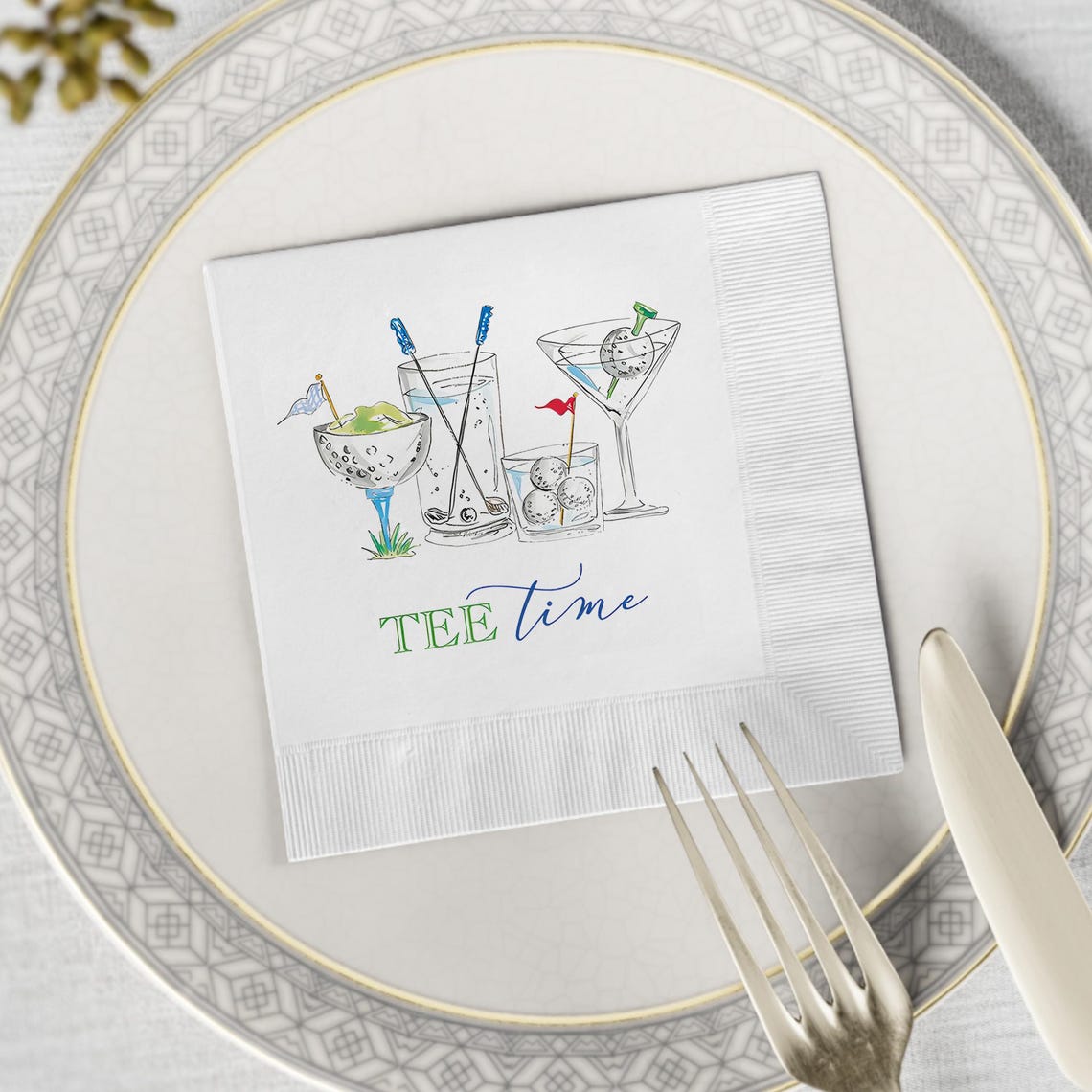 Tee Time Golf Cocktail Napkins, Funny Golf Party Napkins, Golf ...