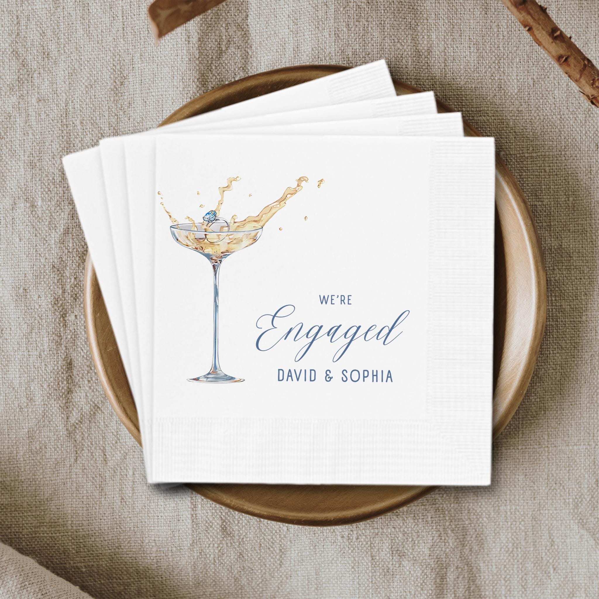 Personalized We're Engaged Napkins, Custom Wedding Napkins, Engagement ...