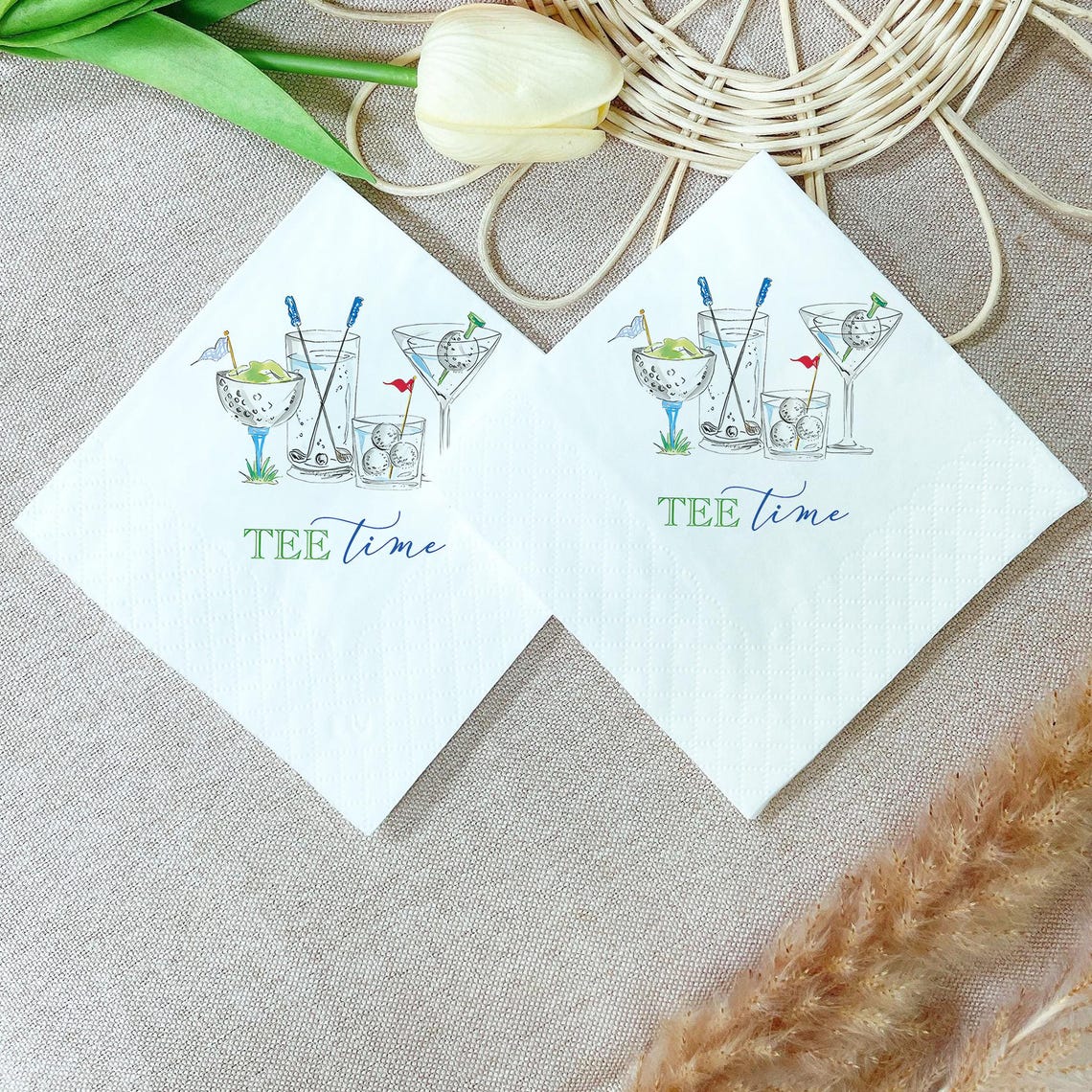 Tee Time Golf Cocktail Napkins, Funny Golf Party Napkins, Golf ...