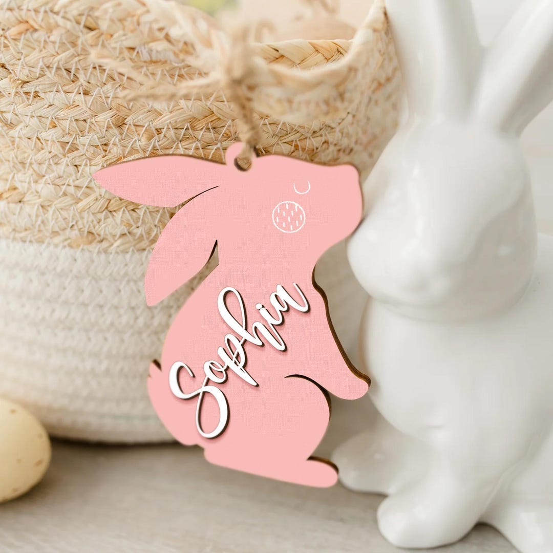 Custom Bunny Rabbit Tag, Custom Name Bunny Tag, Easter Gift for Kids ...