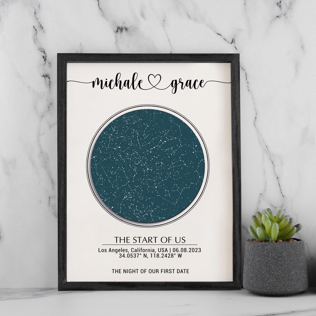 Custom Star Map Anniversary Gift, Night Sky by Date Sign, Night Sky ...