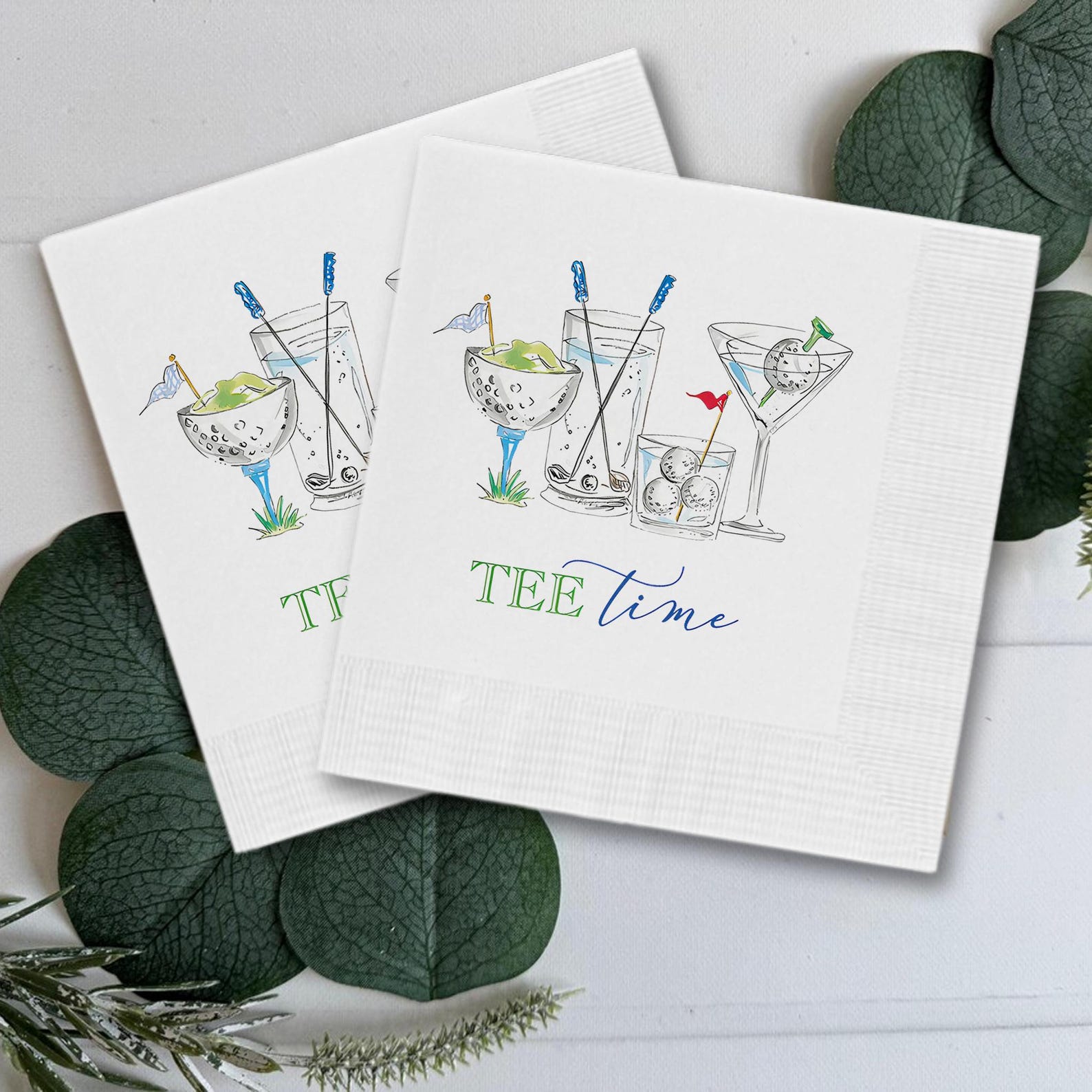 Tee Time Golf Cocktail Napkins, Funny Golf Party Napkins, Golf ...