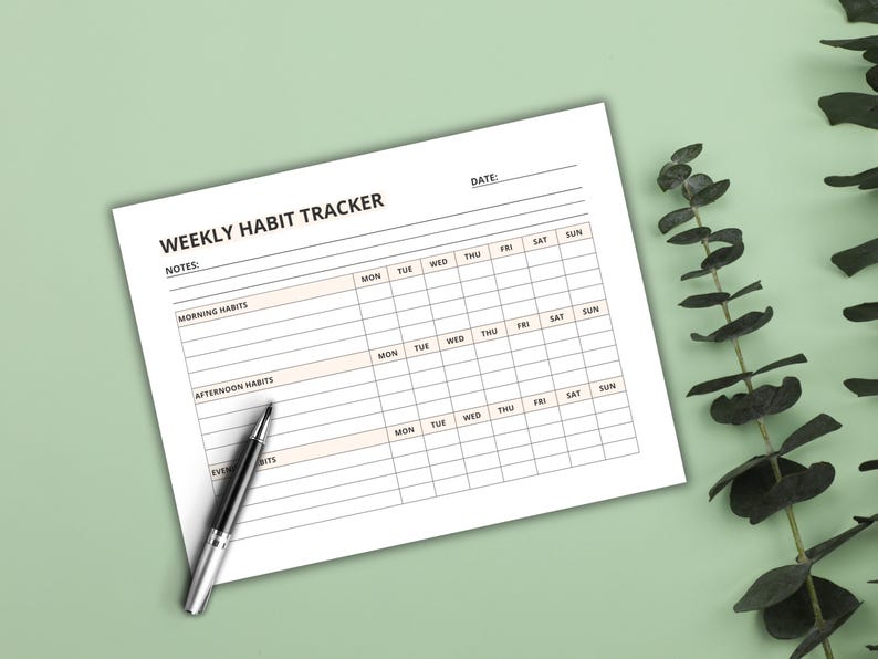 Weekly Habit Tracker Printable Landscape, Editable Routine Log ...