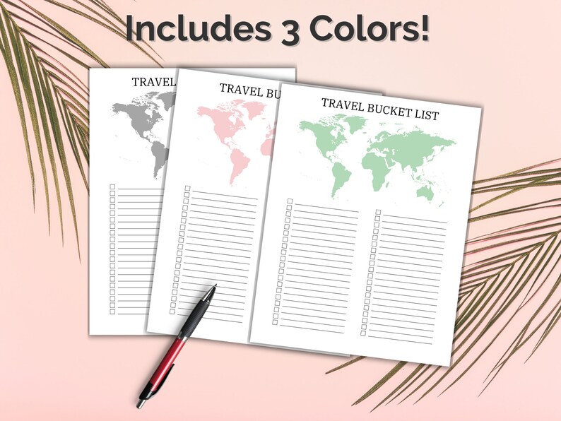 Travel Bucket List Printable, Fillable Travel to Do List, Travel ...