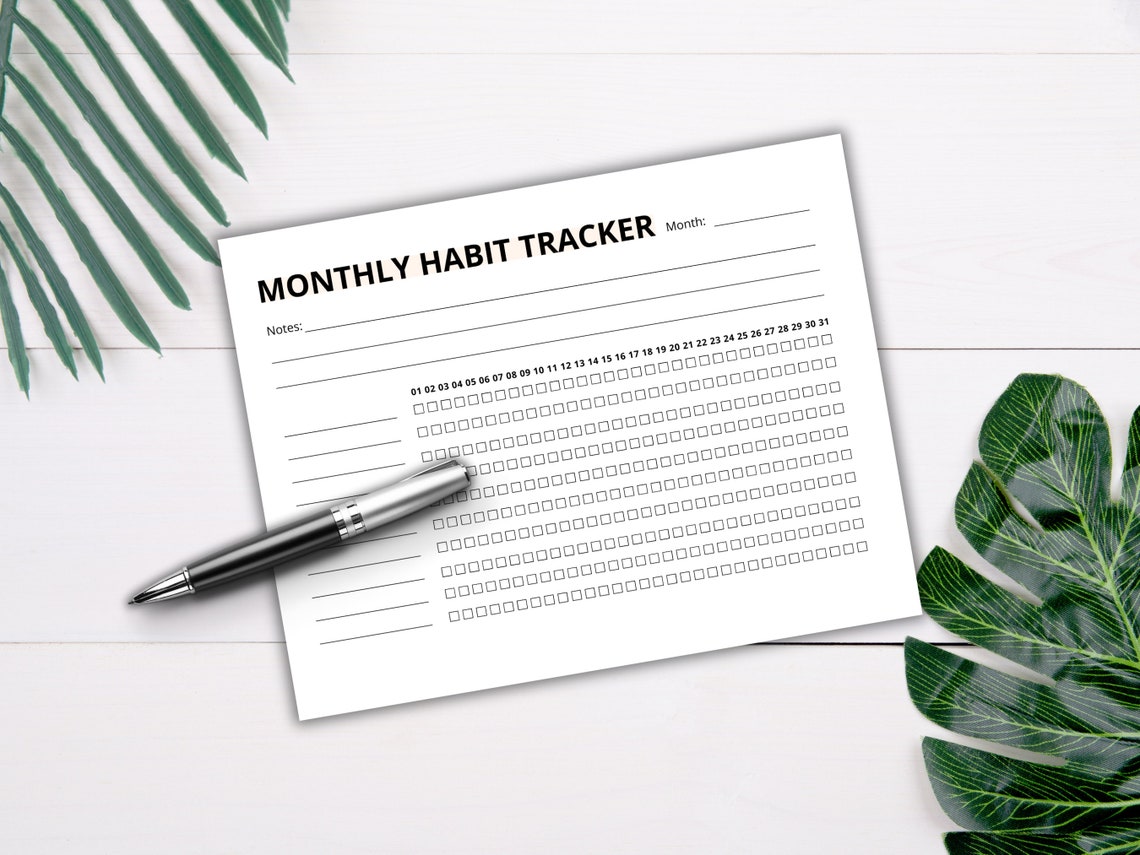 Monthly Habit Tracker Printable and Editable, 30-day Challenge Goal ...