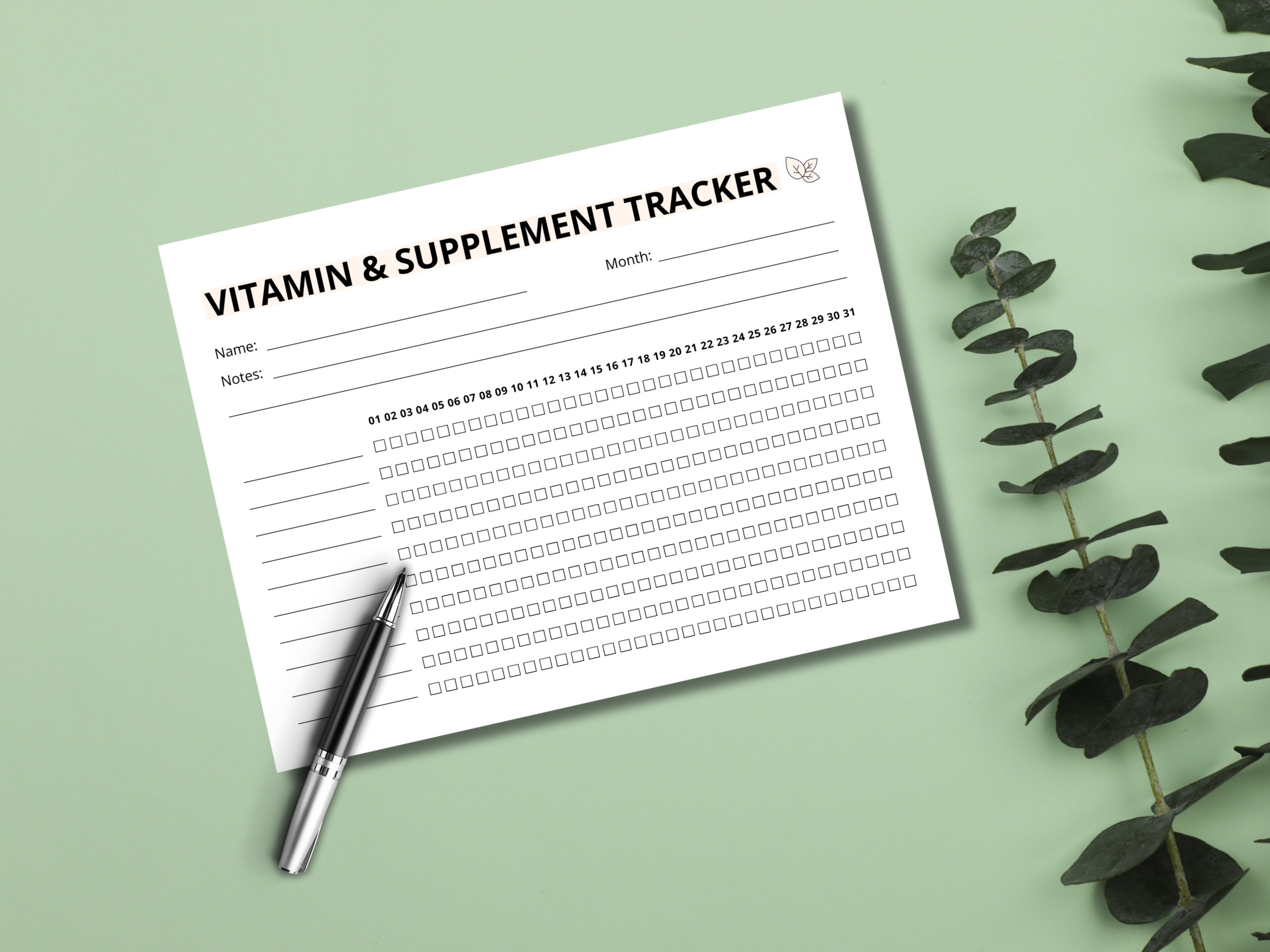Editable Vitamin and Supplement Tracker Printable | Daily Health ...