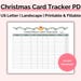 Christmas Card Tracker Printable Landscape, Editable Christmas Card ...