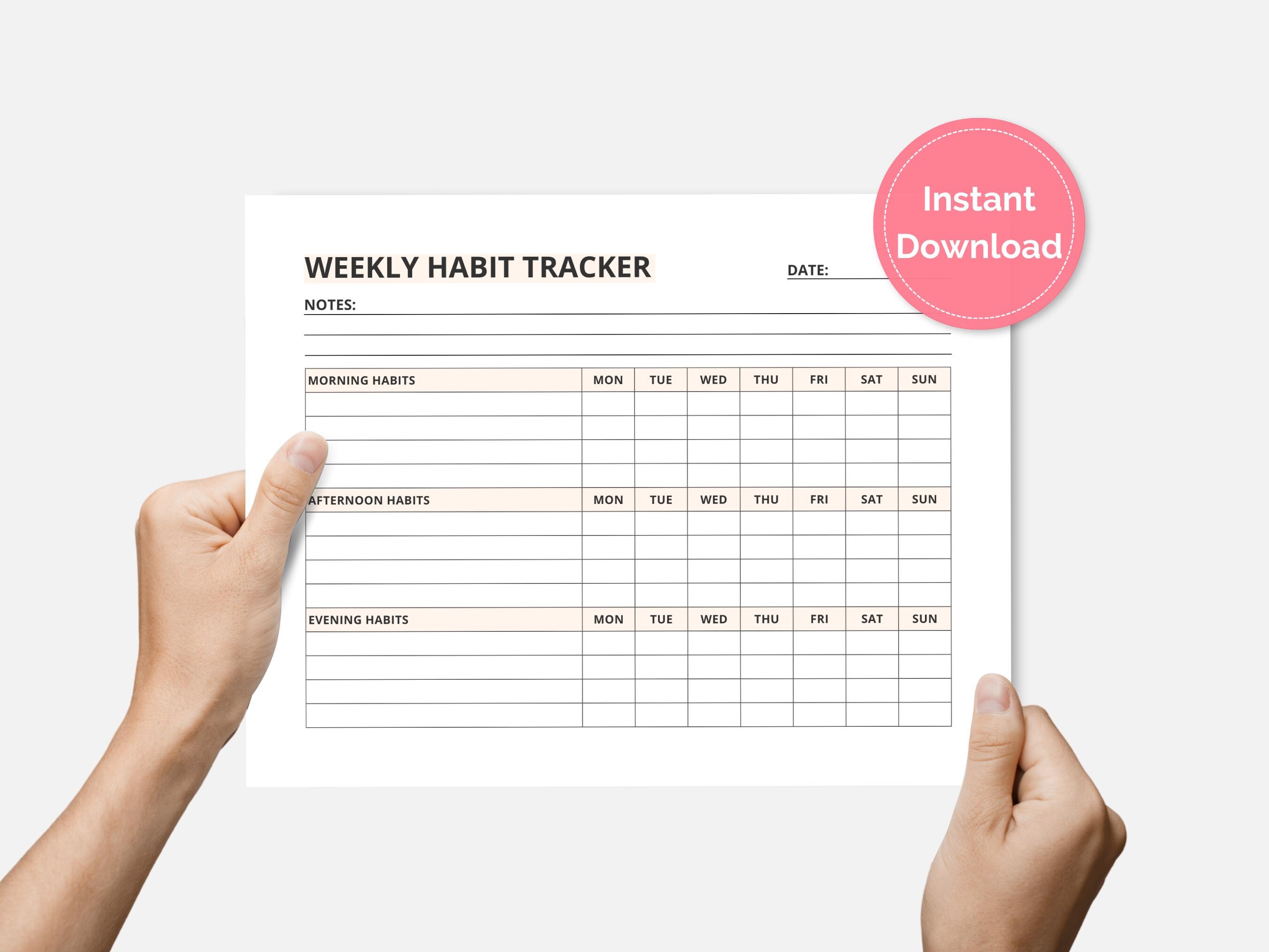 Weekly Habit Tracker Printable Landscape, Editable Routine Log ...