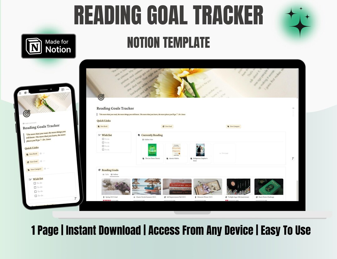 Reading Goal Tracker Notion Template, Book Goal Tracker, Reading ...