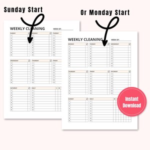 Editable Weekly Cleaning Checklist Printable, Daily and Weekly Cleaning ...