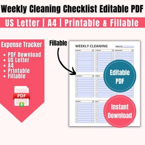 Editable Weekly Cleaning Checklist Printable, Daily and Weekly Cleaning ...