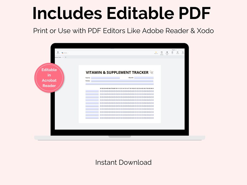 Editable Vitamin and Supplement Tracker Printable | Daily Health ...