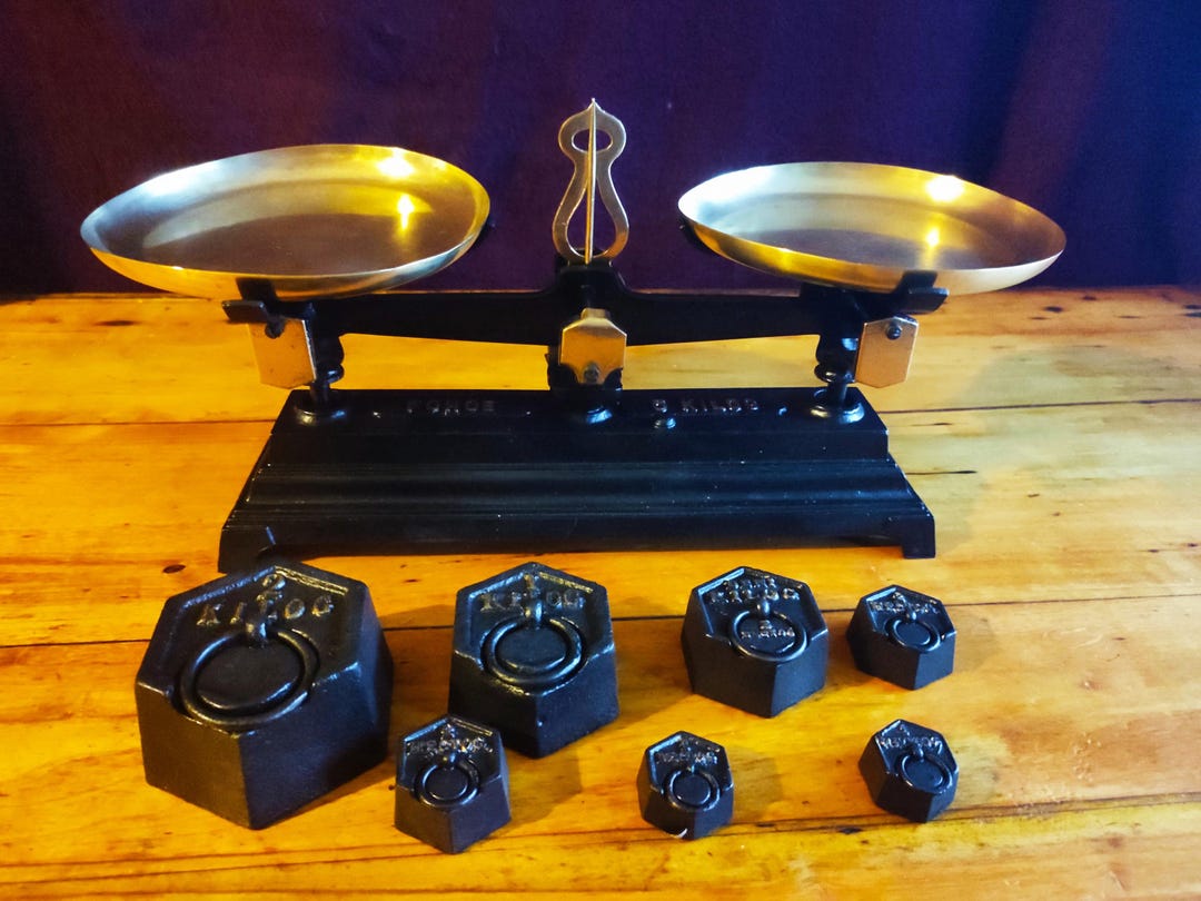 Roberval Type Cast Iron Scale Force 5 KILOS Max and Its 7 Vintage ...