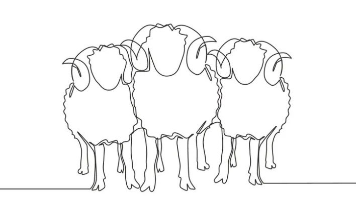 Single Continuous Line Drawing Three Sheeps - Etsy