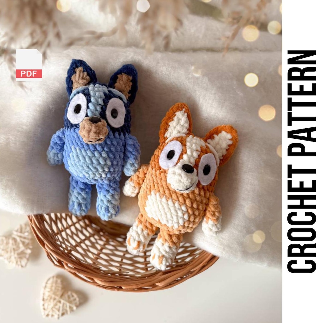 Low-sew 2in1 PDF CROCHET PATTERN Bluey, Blue and Orange Heeler Dog ...
