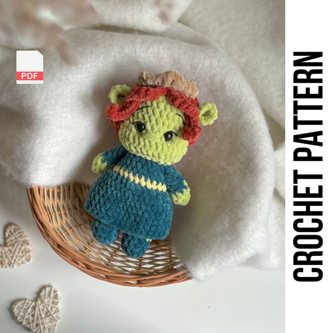 Low-sew PDF CROCHET PATTERN Green Princess | Ogre Crochet Pattern ...