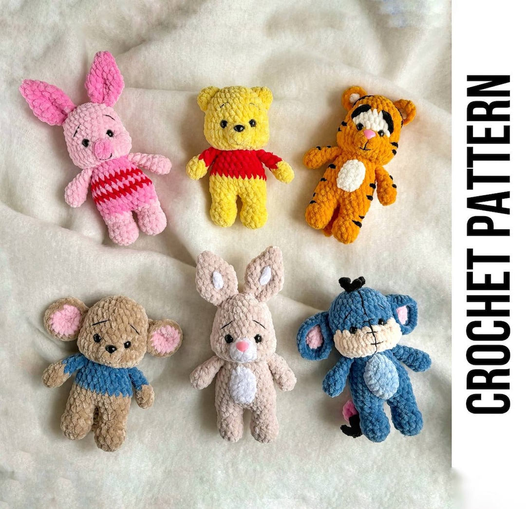 Low-sew 6in1 PDF PATTERN Winnie the Pooh and Friends, Crochet Pattern ...