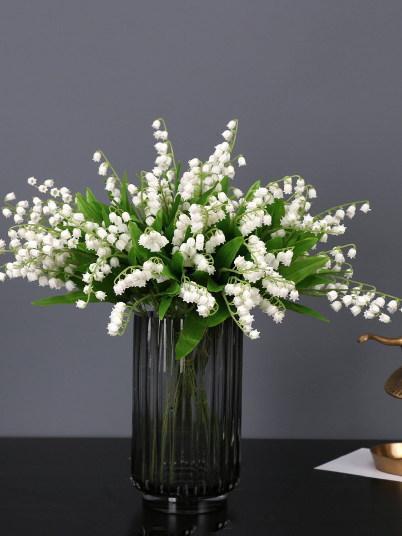 Artificial Lily of the Valley Stems With Leaves, Fake Bell Flower Spray ...