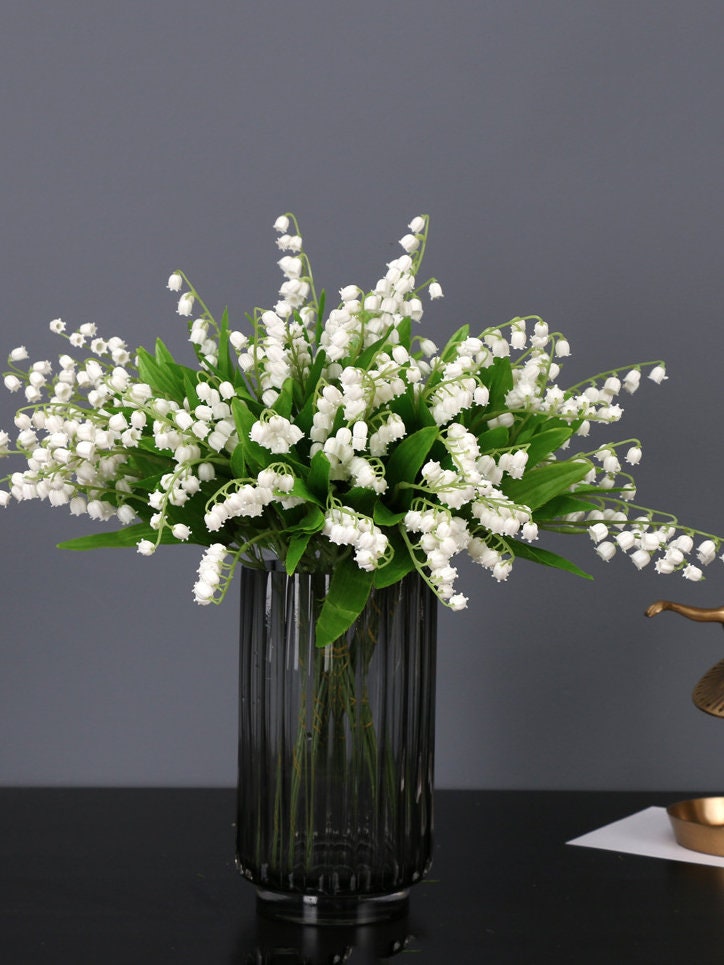 Artificial Lily of the Valley Stems With Leaves, Fake Bell Flower Spray ...
