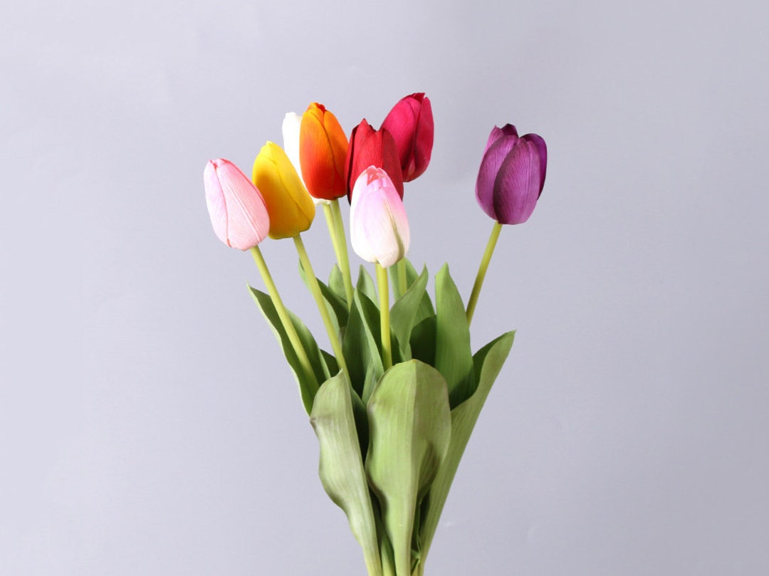 Real Touch Tulip Stem With Leaves, Artificial Flowers, Home Floral ...