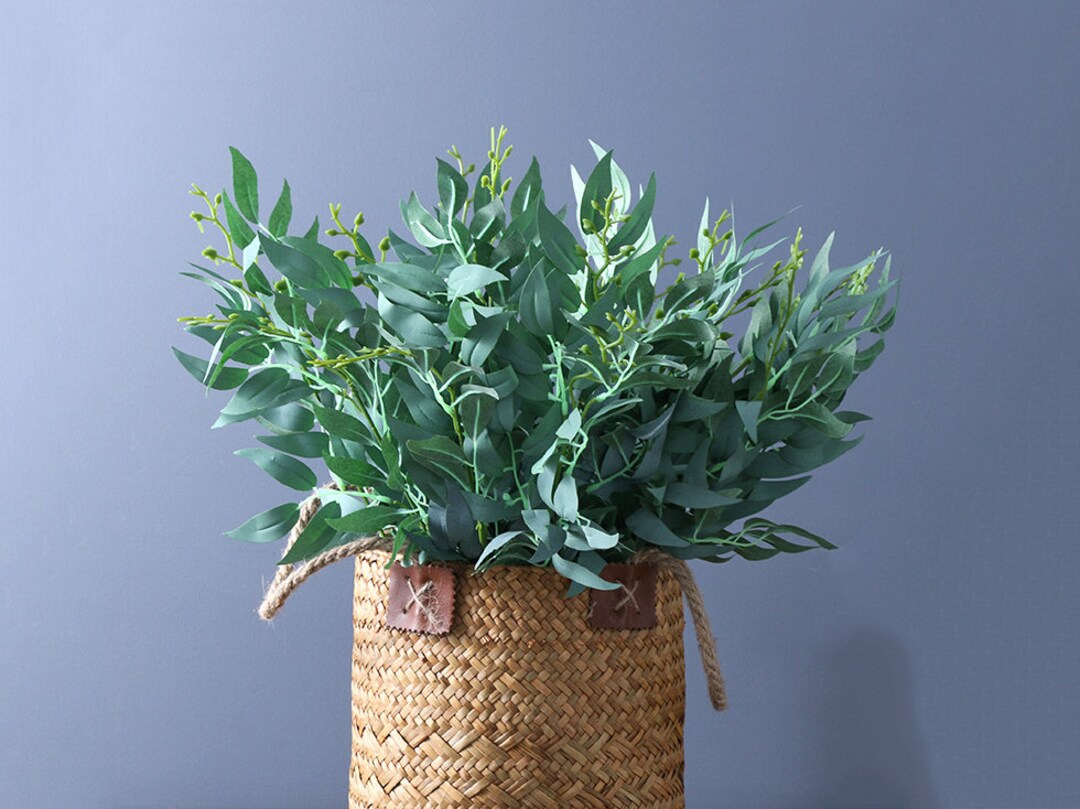 Faux Willow Leaf Bundle With Buds, Fake Eucalyptus Leaves, Artificial ...