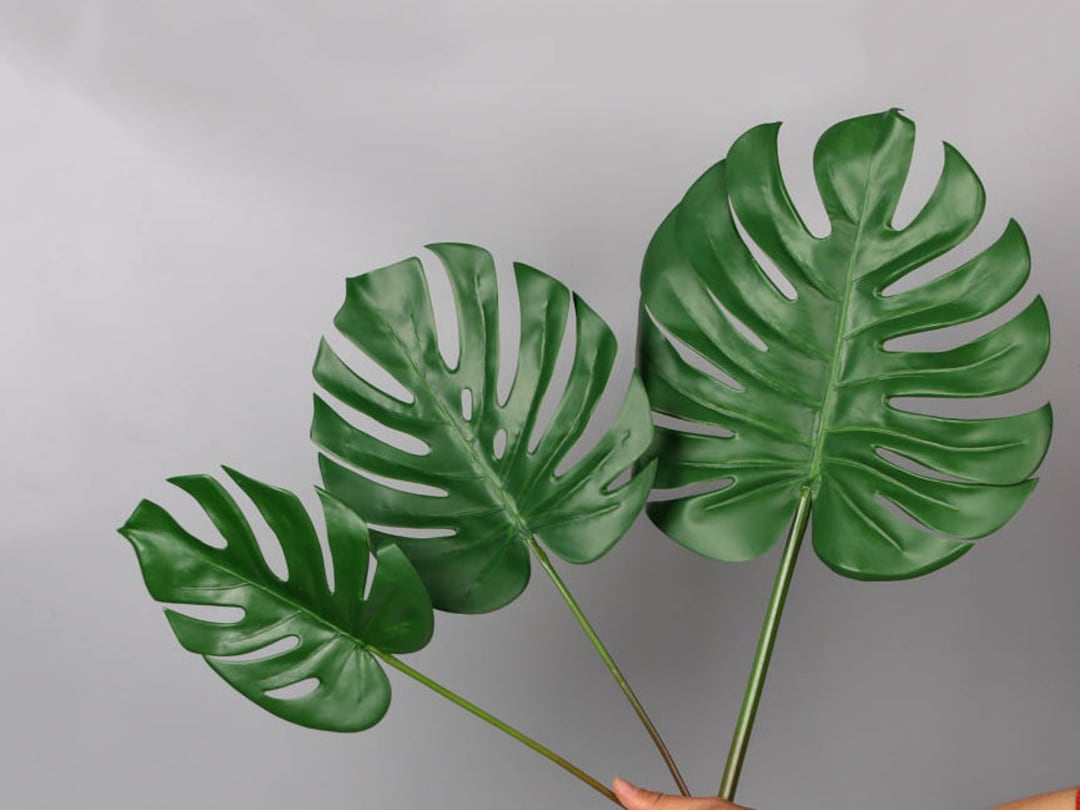 Artificial Monstera Deliciosa Leaves Stems, Fake Large Foliage Crafts ...