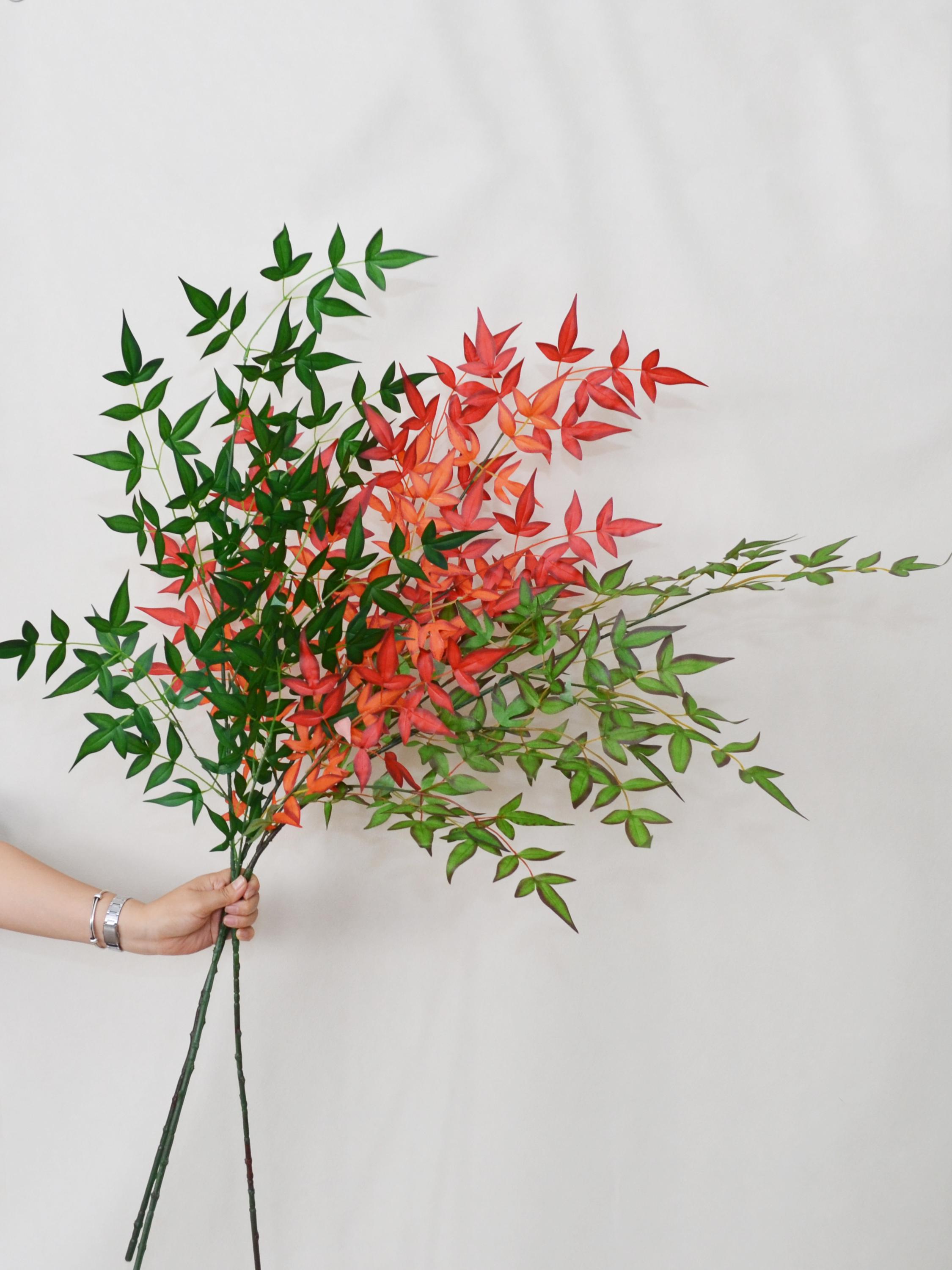 Artificial Heavenly Bamboo Branch With Leaves, Faux Nandina Domestica ...