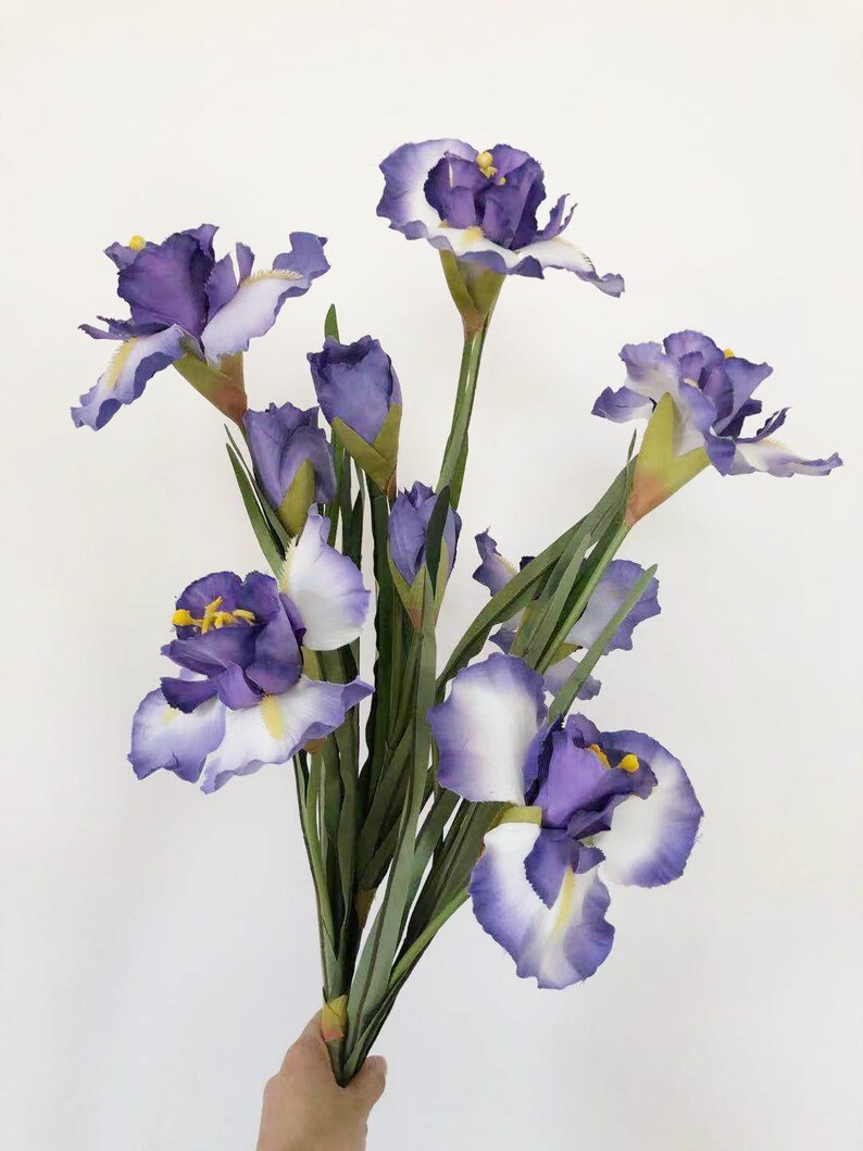 Fake Iris Long Stem With Bud Artificial Flowers and Foliage - Etsy