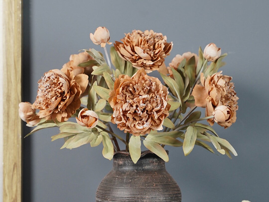 Faux Peony Stem With Bud, Artificial Flower Craft, Vintage Home Floral ...