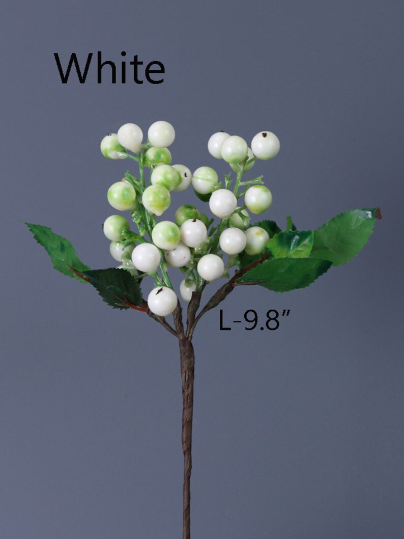 Artificial Berry Stems With Foliage, Fake Blueberry Spray, Rustic Small ...