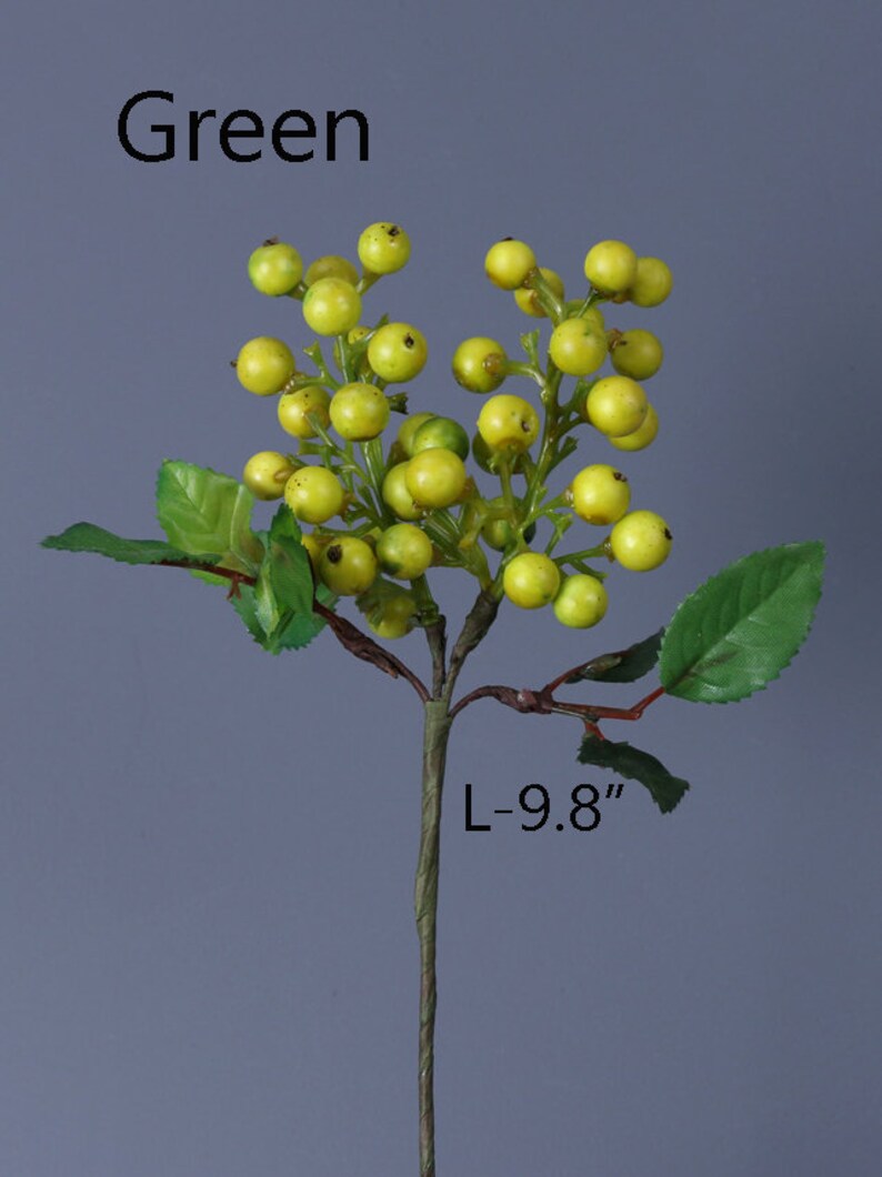 Artificial Berry Stems With Foliage, Fake Blueberry Spray, Rustic Small ...