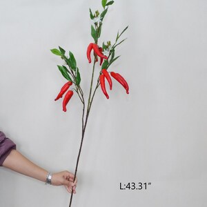 Fake Chili Pepper Branch With Leaves, Rustic Capsicum Annuum Stem, Home ...