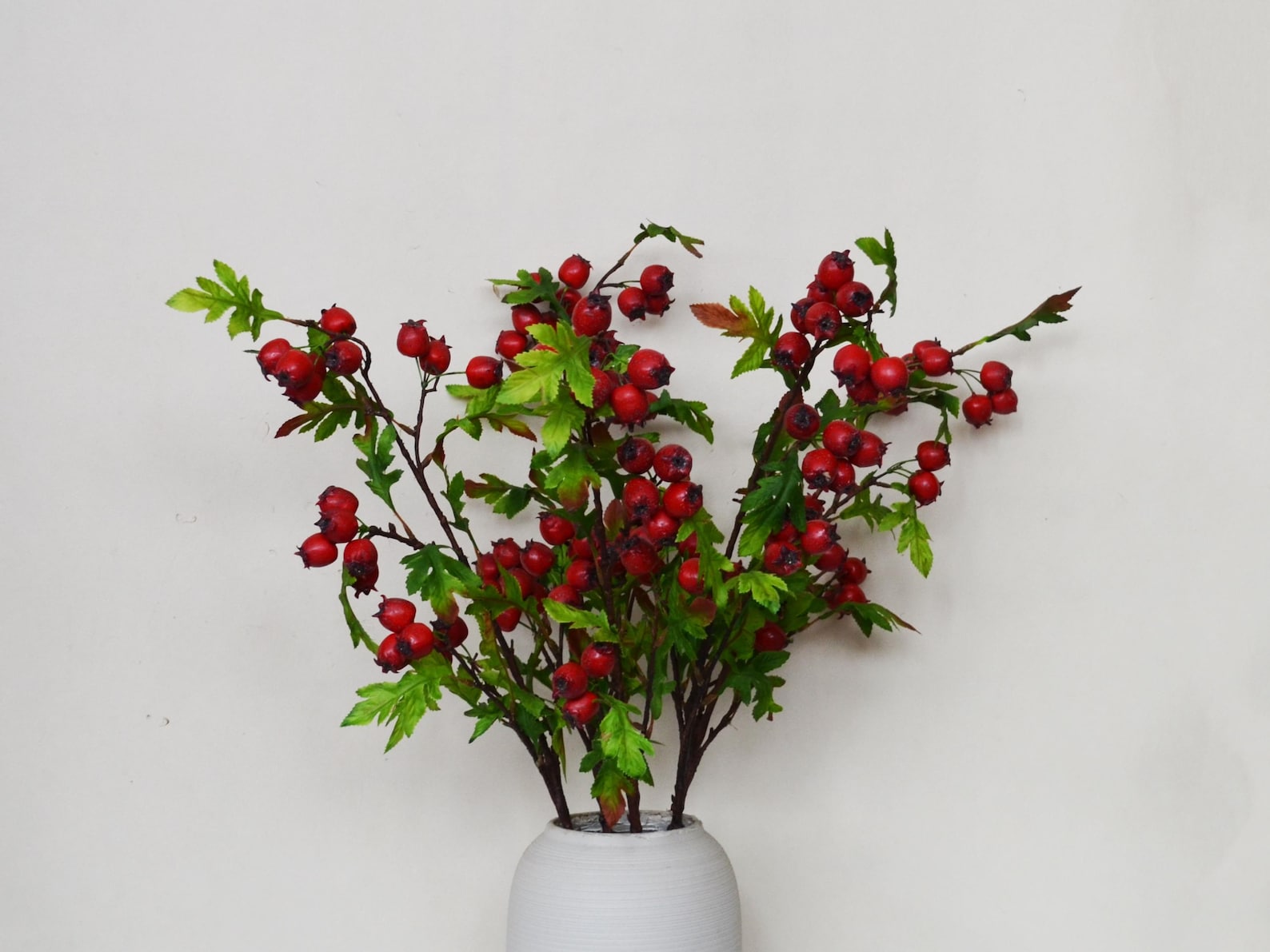 Artificial Hawthorn Branches With Fruit and Leaves, Faux Cranberry ...