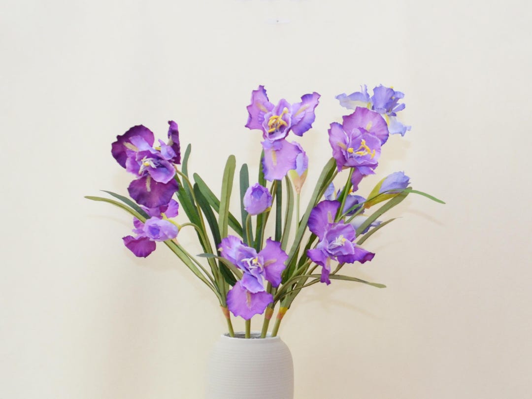 Fake Iris Long Stem With Bud, Artificial Flowers and Foliage, Home ...