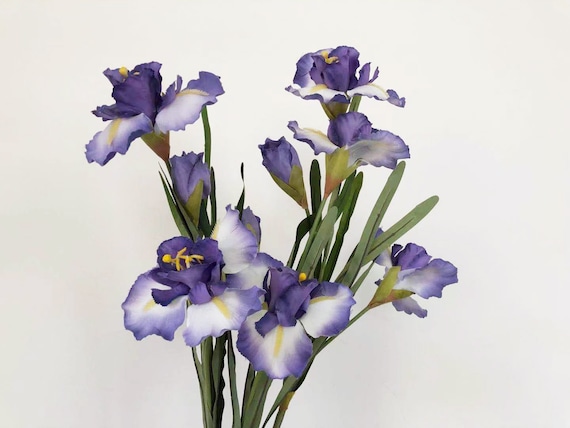 Fake Iris Long Stem With Bud Artificial Flowers and Foliage - Etsy