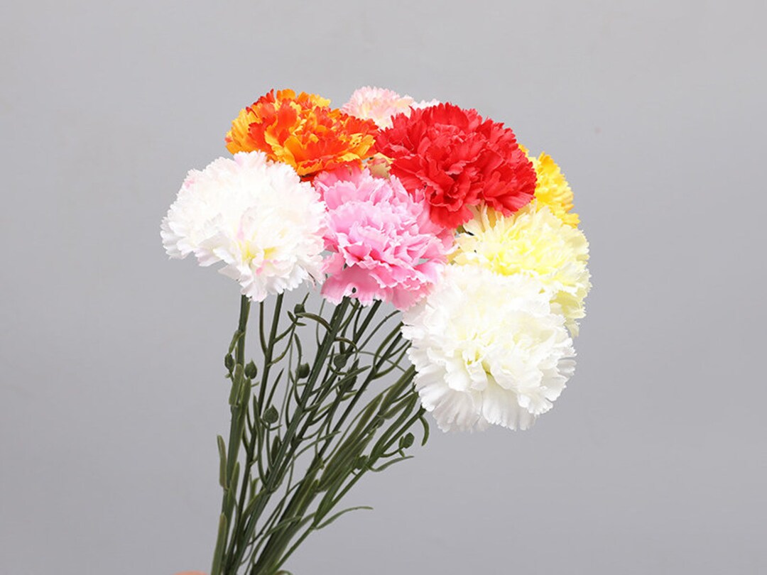 Fake Carnation Stem With Leaves, Artificial Flower Craft, Home Floral ...