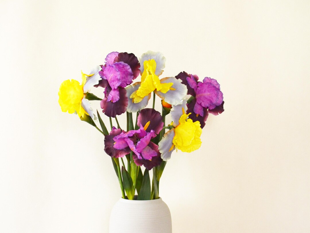 Fake Iris Long Stem With Bud, Artificial Flowers and Foliage, Home ...