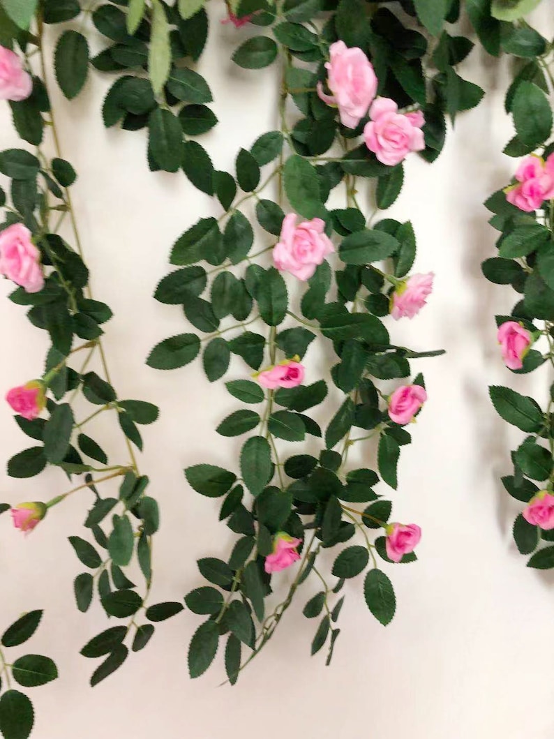 Trailing Rose Vine With Rich Leaves, Artificial Climbing Rosa, Hanging ...