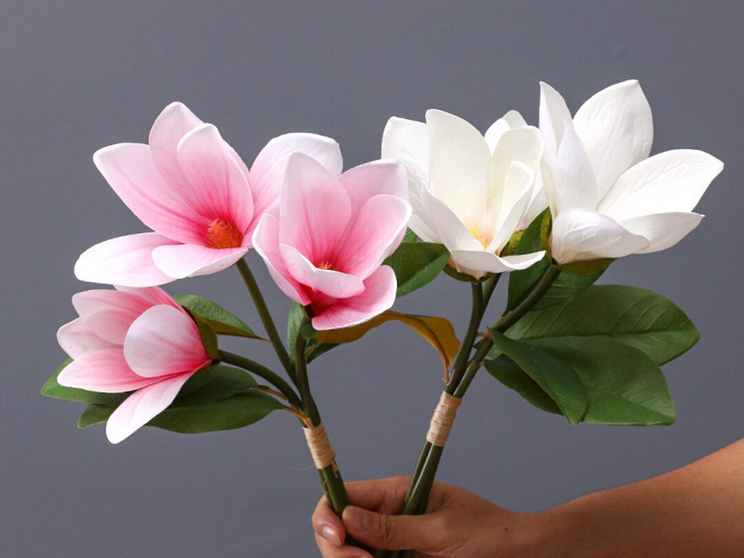 Magnolia Stem Bouquet, Real Touch Magnolia Spray, Artificial Flower ...