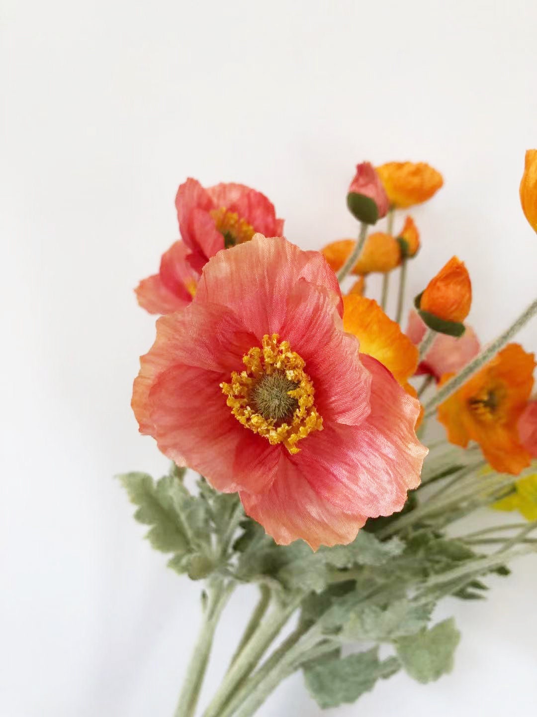 Artificial Poppy With Leaves Rustic Flower Stem Realistic - Etsy