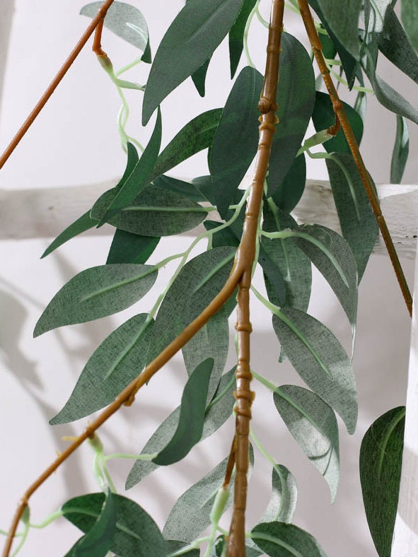 Faux Willow Vine With Leaves, Climbing Plant Foliage Long Rattan ...