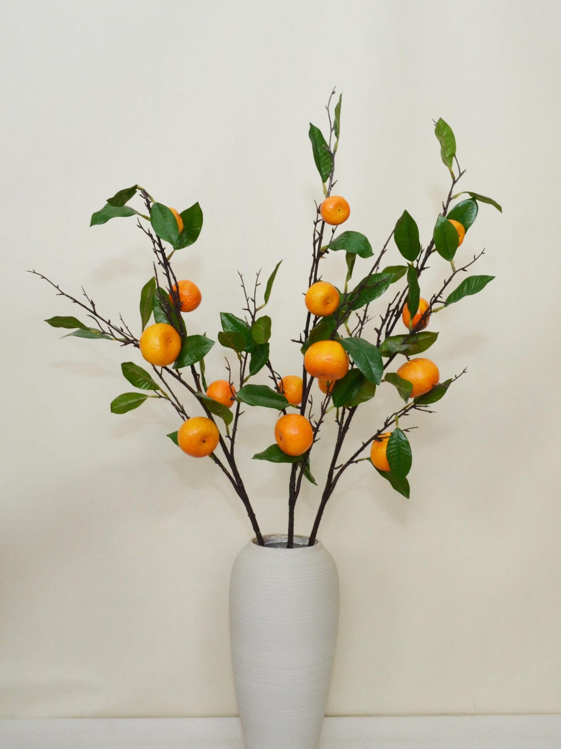 Realistic Citrus Stem, Artificial Orange Fruit Stem With Leaves, Autumn ...