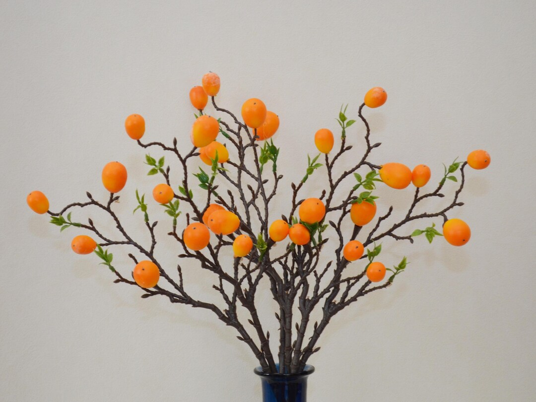 Artificial Loquat Fruit Stem With Leaf, Fake Eriobotrya Japonica ...