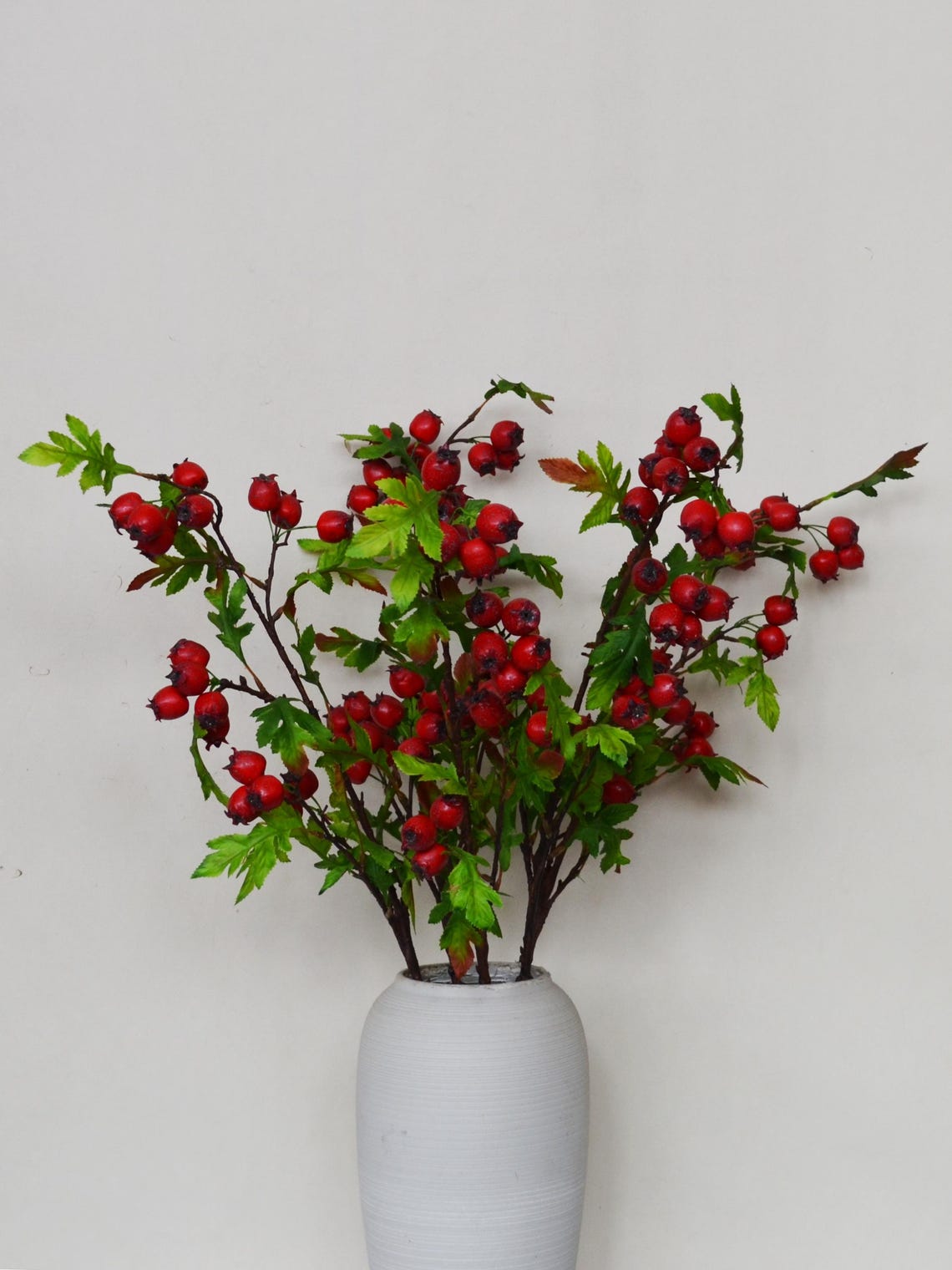 Artificial Hawthorn Branches With Fruit and Leaves, Faux Cranberry ...