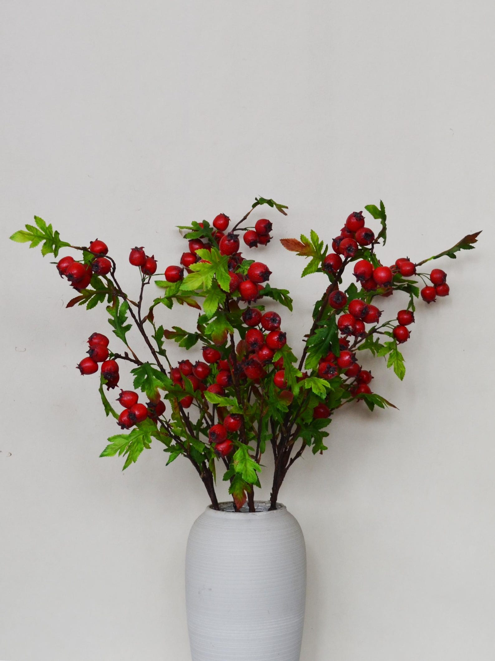 Artificial Hawthorn Branches With Fruit and Leaves, Faux Cranberry ...