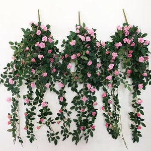Trailing Rose Vine With Rich Leaves, Artificial Climbing Rosa, Hanging ...