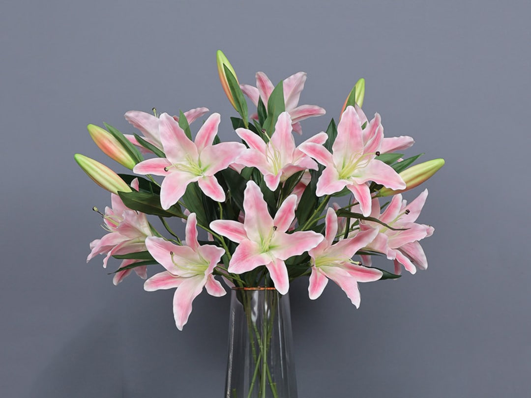 Fake Lily Stem With Bud, Artificial Lily Flowers, Home Floral Decor ...