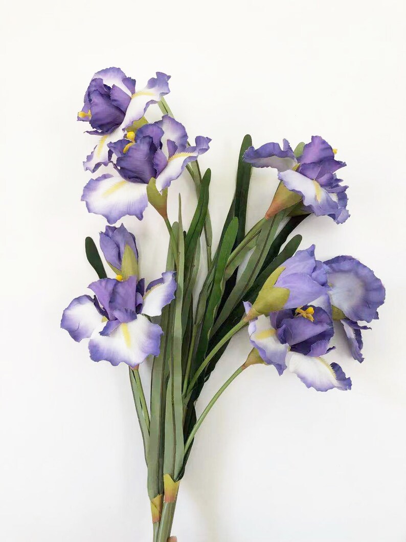 Fake Iris Long Stem With Bud Artificial Flowers and Foliage - Etsy