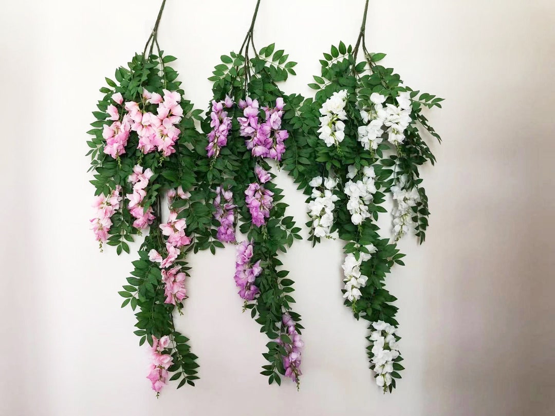 Wisteria Hanging Wall With Leaves, Artificial Flower Vine, Wedding ...